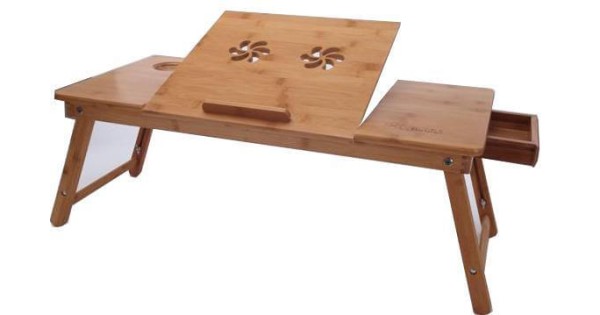 Голяма бамбукова маса за лаптоп с охладители на топ цена — Онтайм